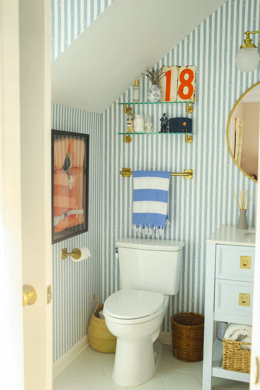 One Room Challenge Week 6: Stripe Powder Room Renovation Reveal ...