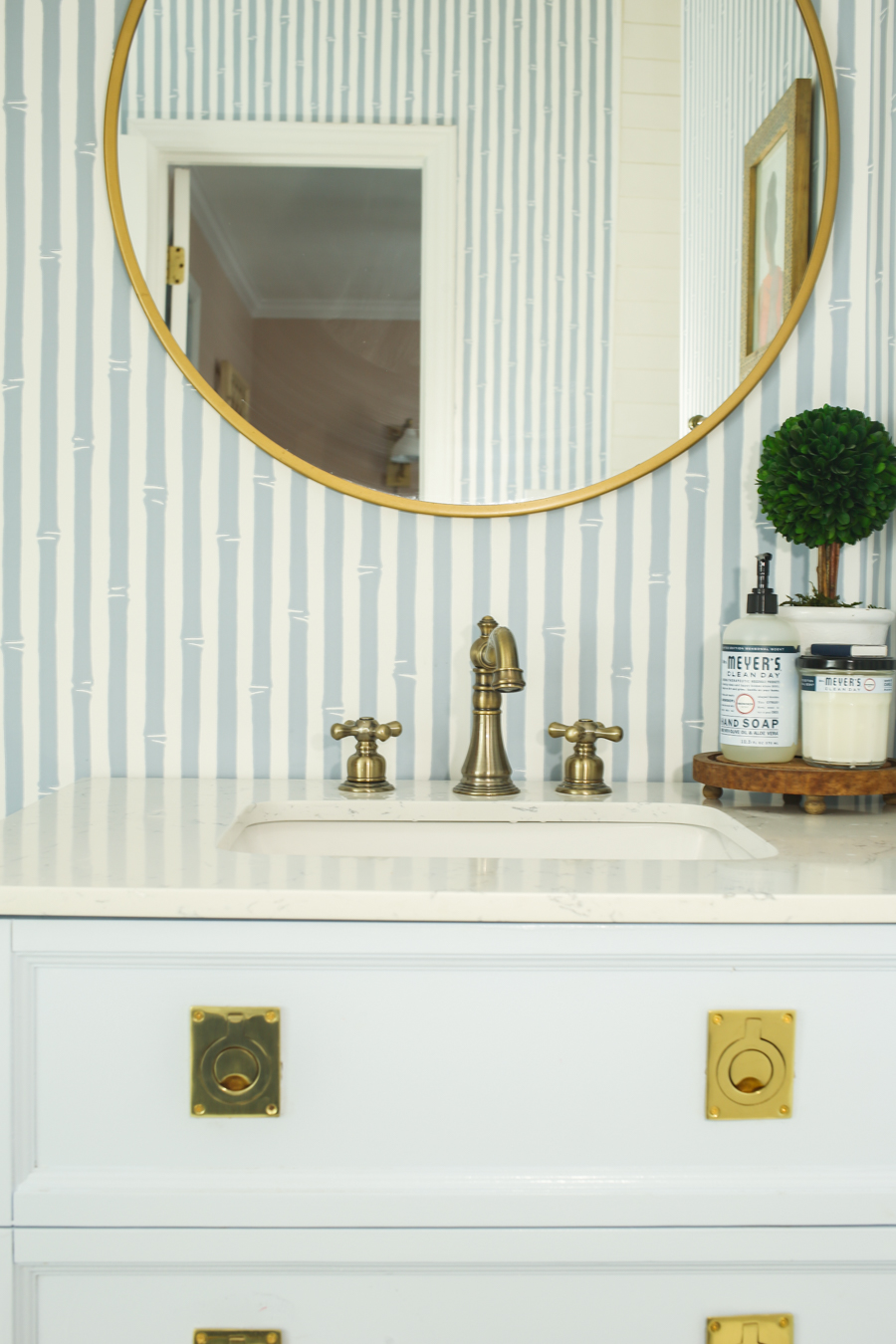One Room Challenge Week 6: Stripe Powder Room Renovation Reveal ...